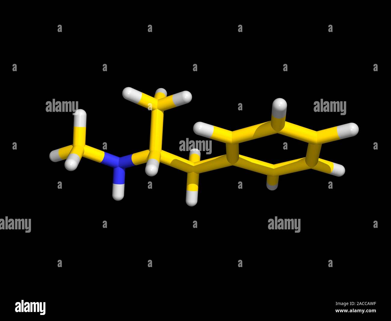 Methamphetamine molecule. Computer graphic of the drug methamphetamine ...