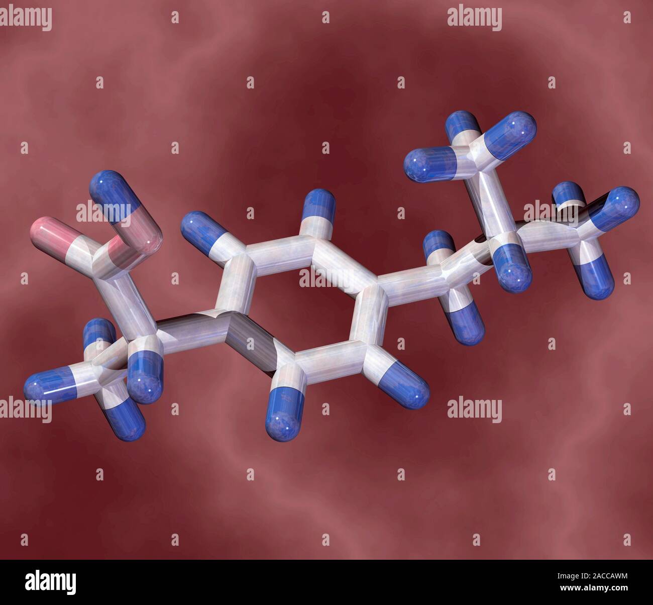 Ibuprofen. Computer model of a molecule of the drug ibuprofen (C13.H18 ...
