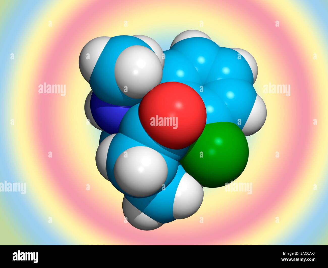 Ketamine molecule. Computer model of a molecule of the recreational ...