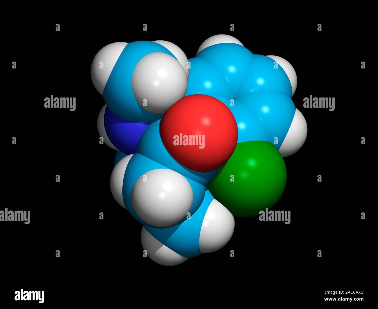 Ketamine molecule. Computer model of a molecule of the recreational ...