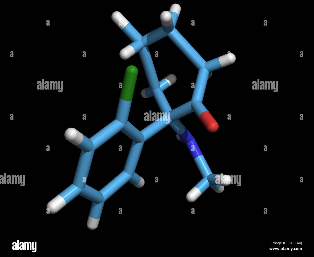 Ketamine molecule. Computer model of a molecule of the recreational ...