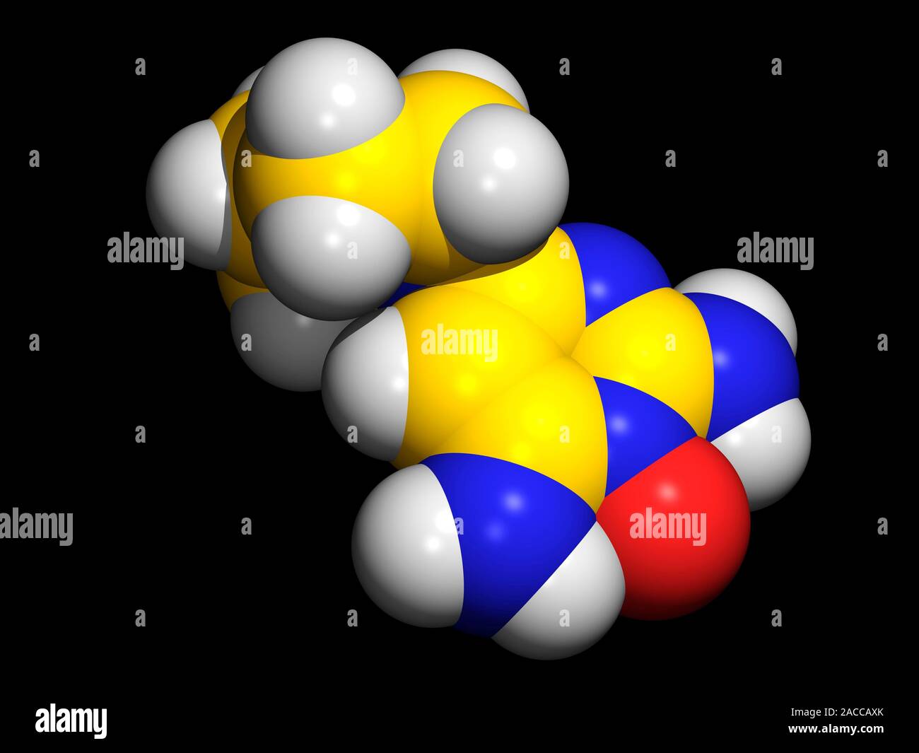 Minoxidil molecule. Computer model of a molecule of the hair growth ...