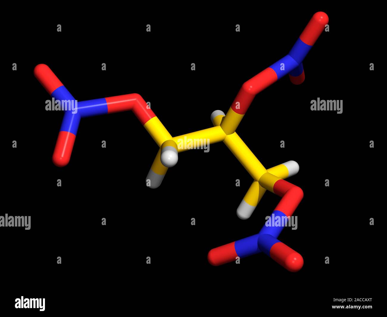Nitroglycerin molecule, computer model. This is a heart drug, chemical ...