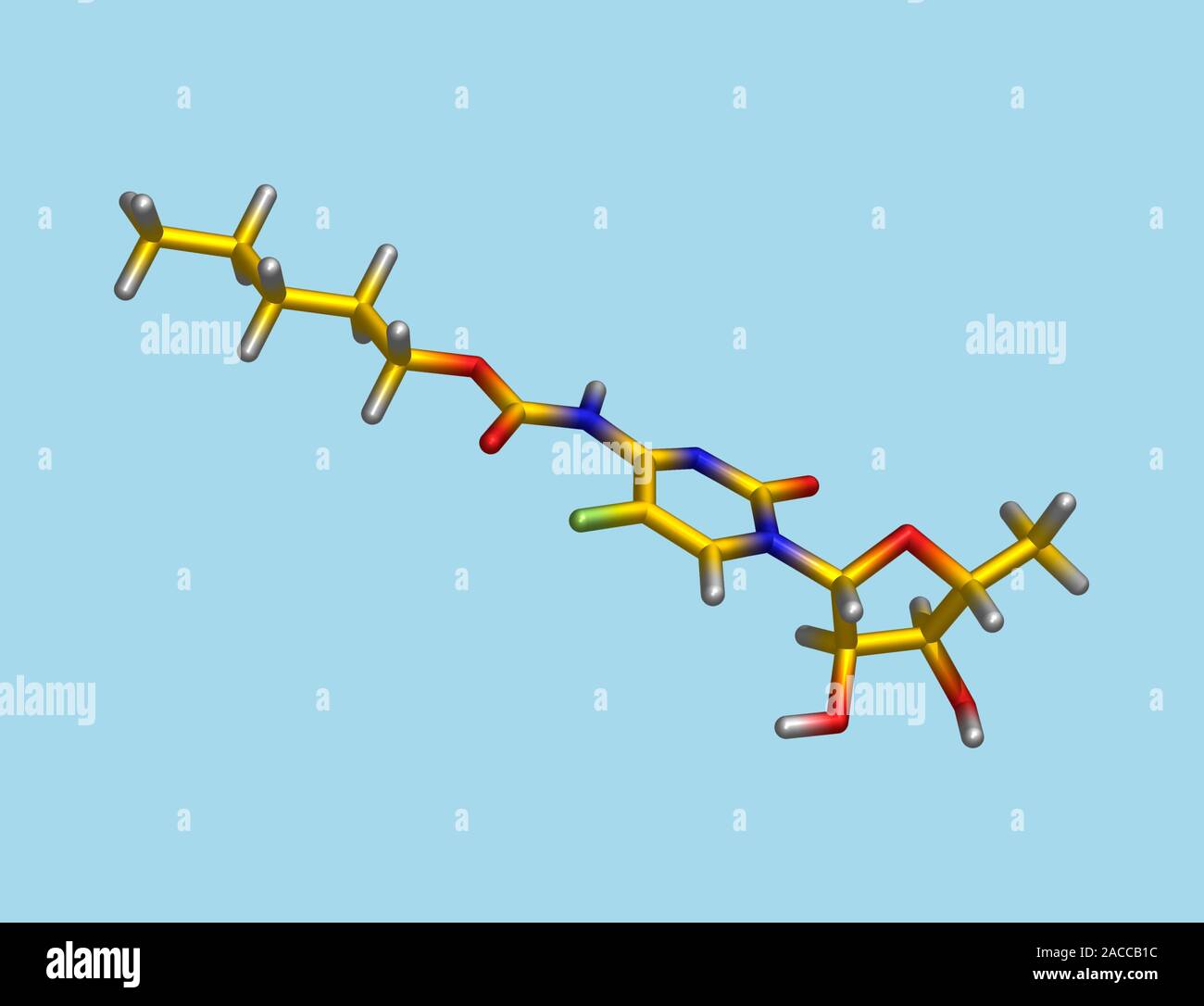 Chemotherapy drug. Computer model of a molecule of the oral ...