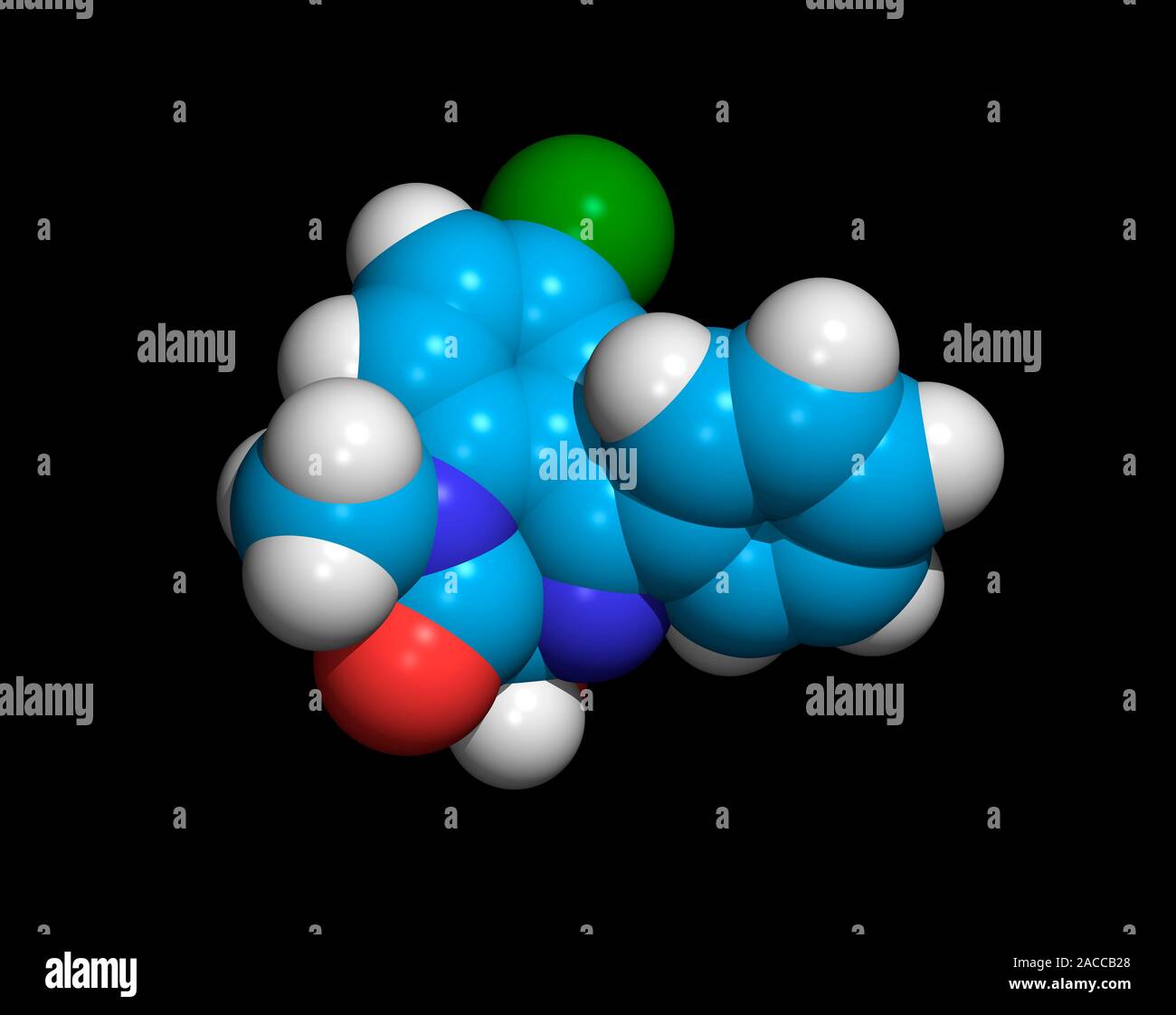 Sleeping pill molecule. Computer model of a molecule of the sleeping ...