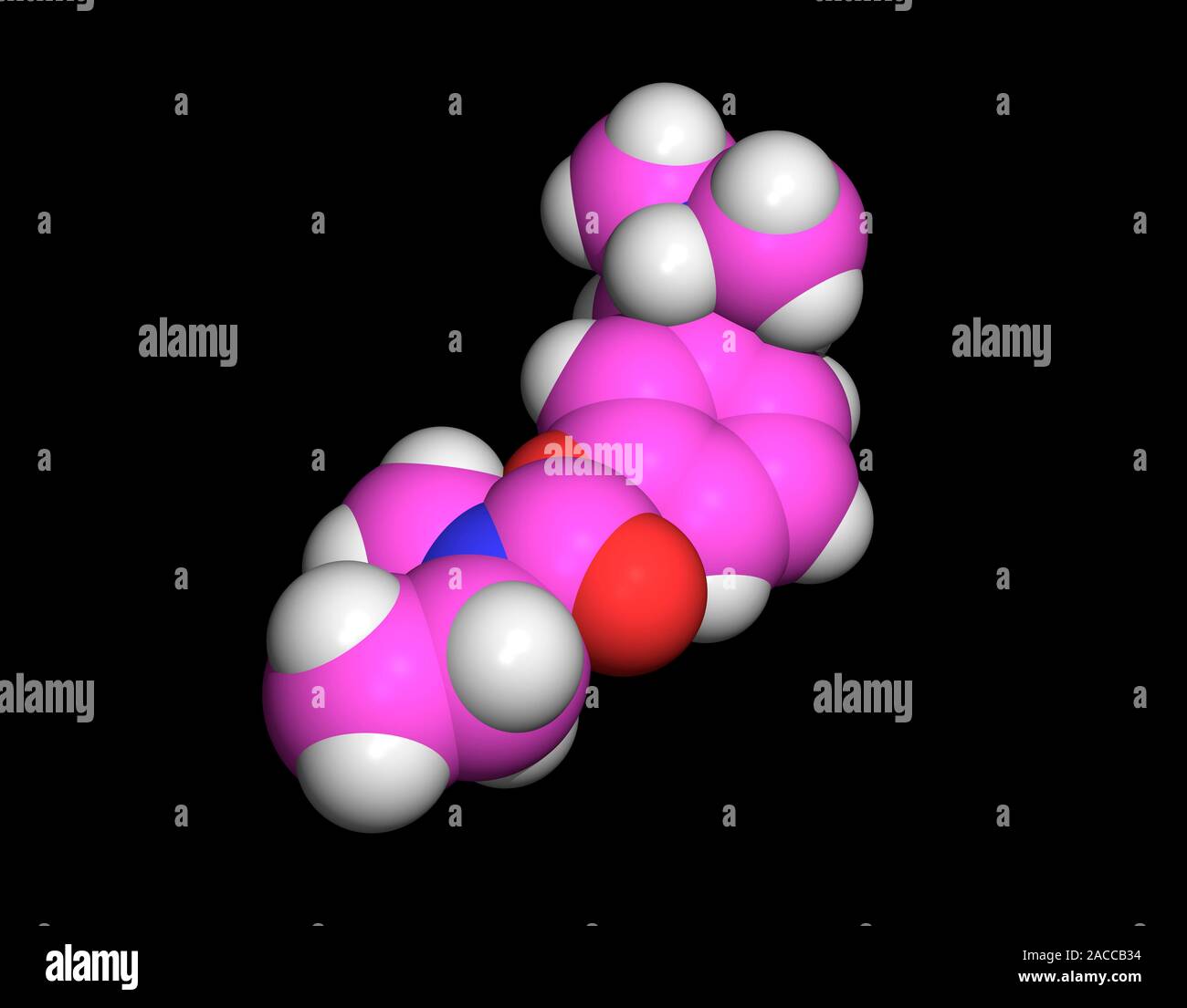 Rivastigmine Alzheimer's drug. Computer model of a molecule of the ...
