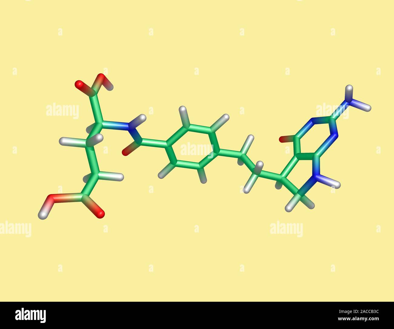 Pemetrexed anti-cancer drug. Molecular model of the chemotherapy drug ...