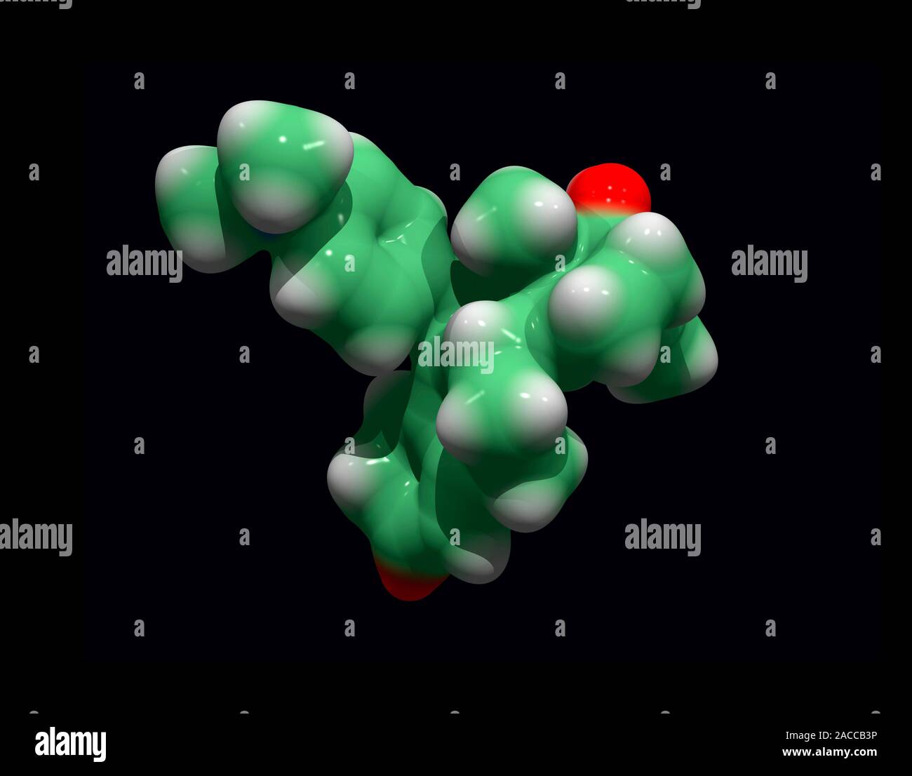 Mifepristone abortion drug molecule. Computer model of a molecule of ...