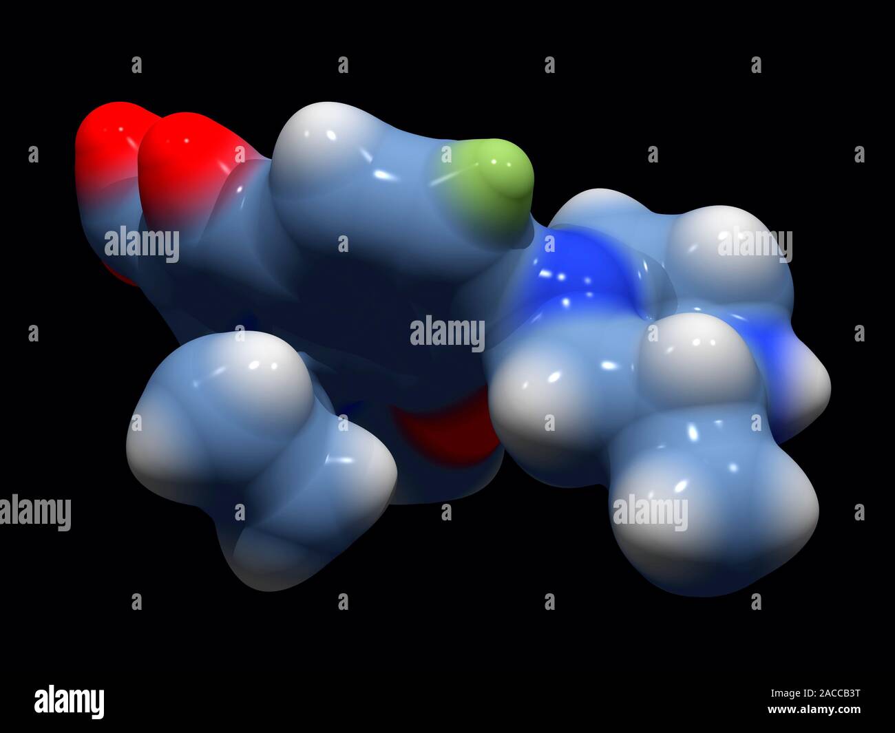Tequin antibiotic molecule. Computer model of a molecule of tequin, a ...
