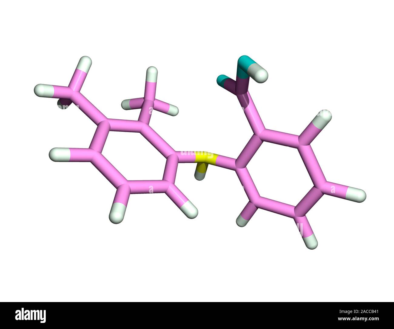 Mefenamic acid drug molecule. Computer model of a molecule of the anti ...