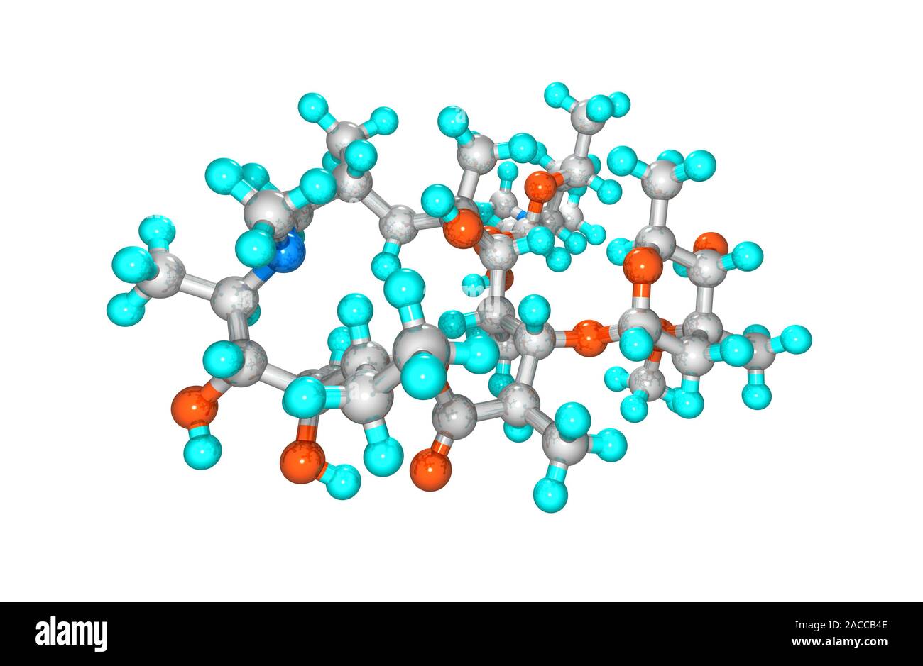 Azithromycin. Computer model of a molecule of the drug azithromycin. It ...