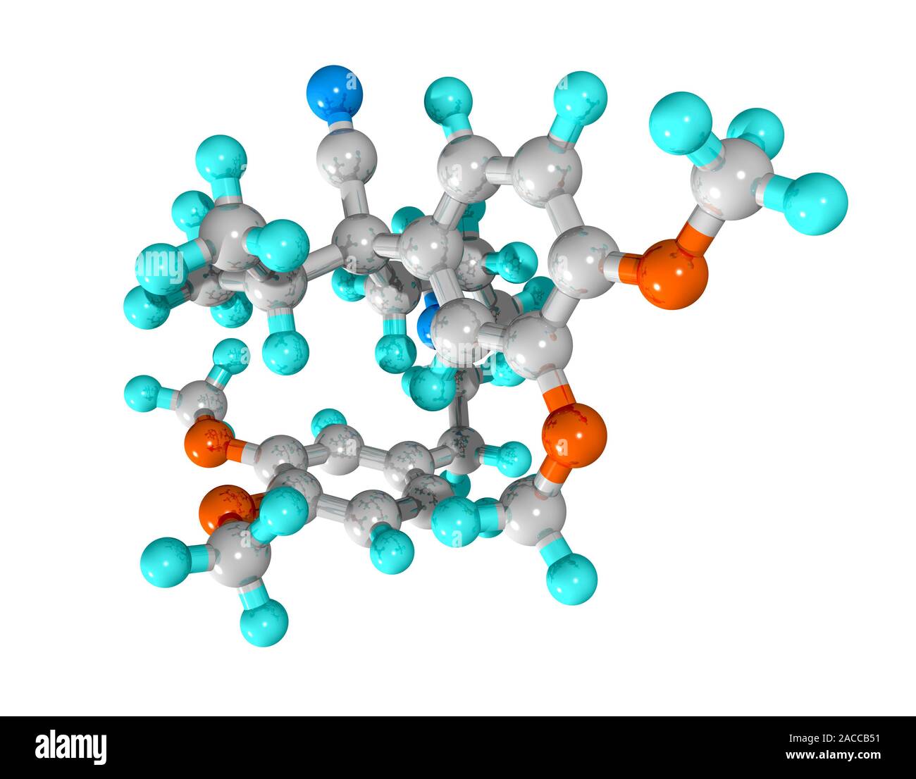 Verapamil. Computer model of a molecule of the drug verapamil. It is ...