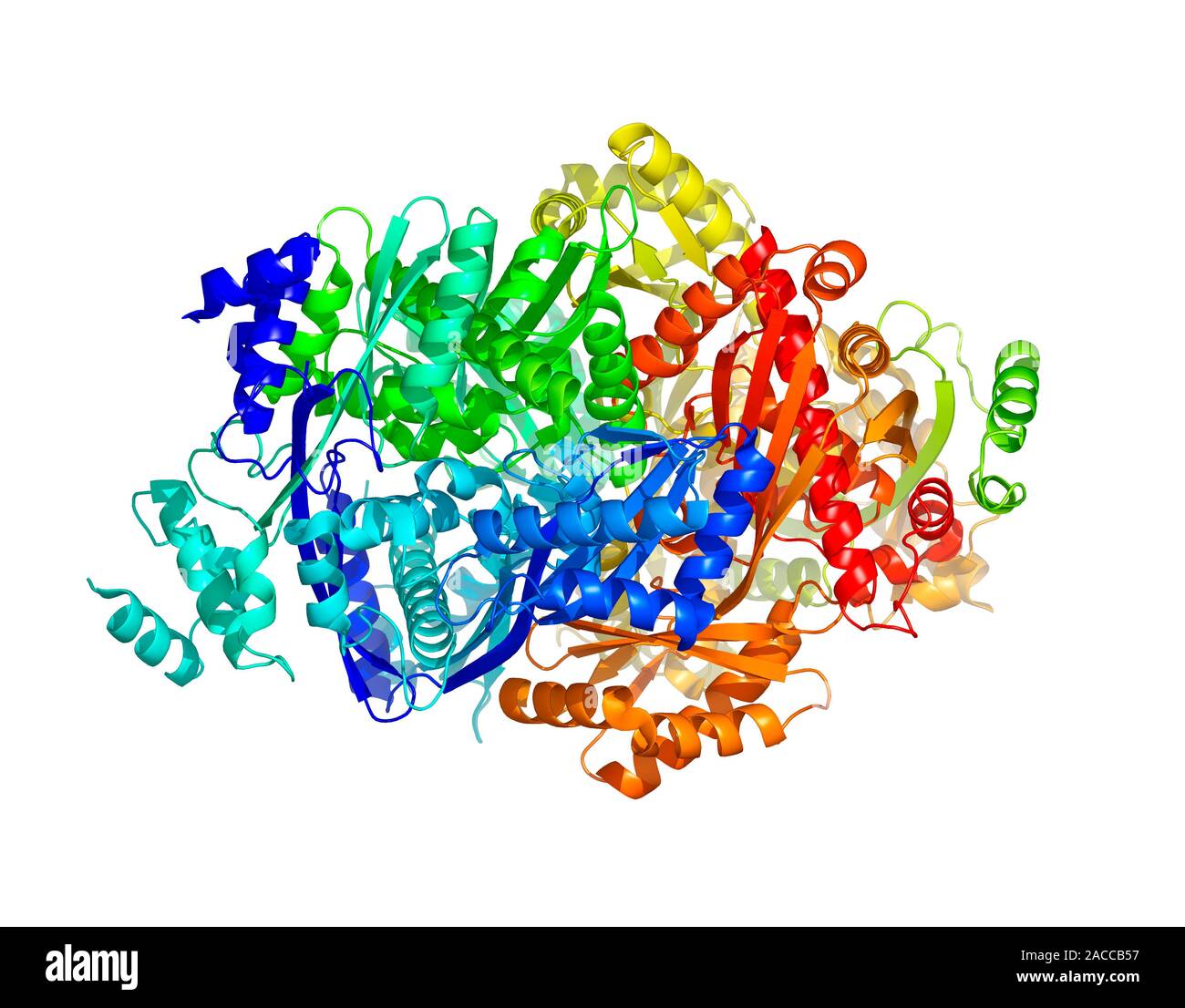 Cholesterol enzyme being affected by a drug. Molecular model of the ...