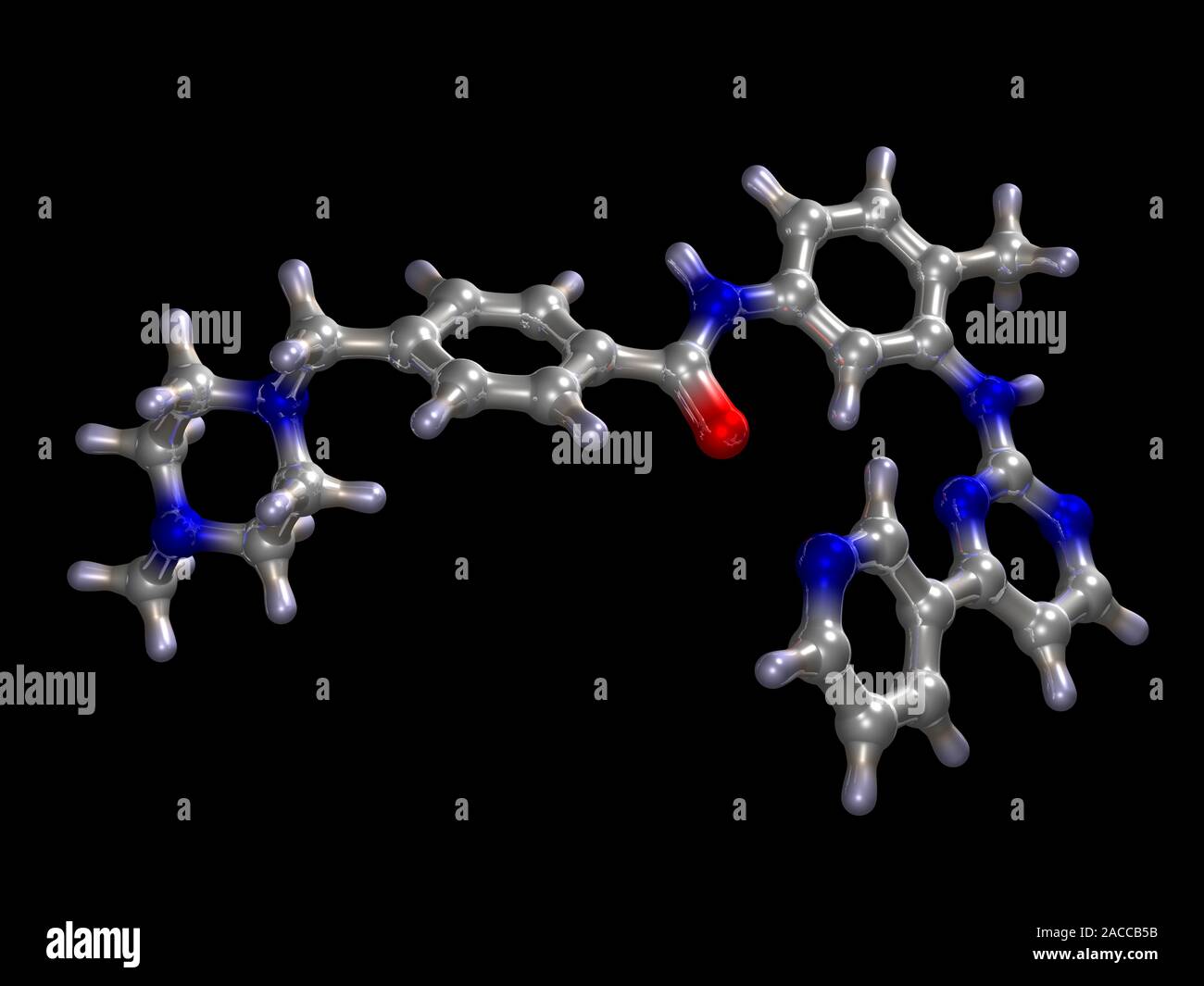 Glivec chemotherapy drug. Computer model of a molecule of the ...
