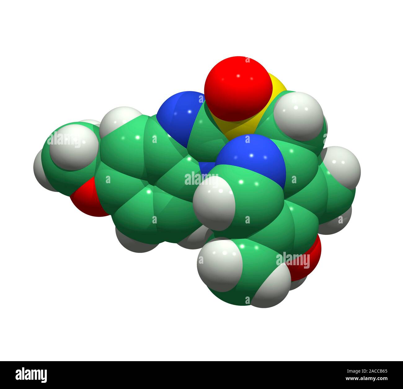 Esomeprazole drug molecule. Computer model of a molecule of the proton ...