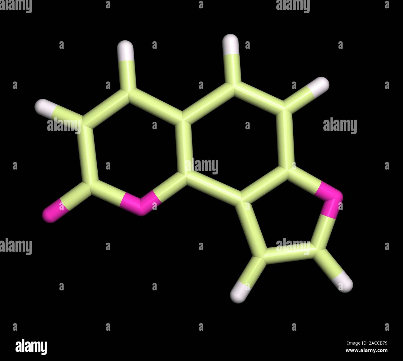 Angelicin psoriasis drug, molecular model. This drug is used to treat ...