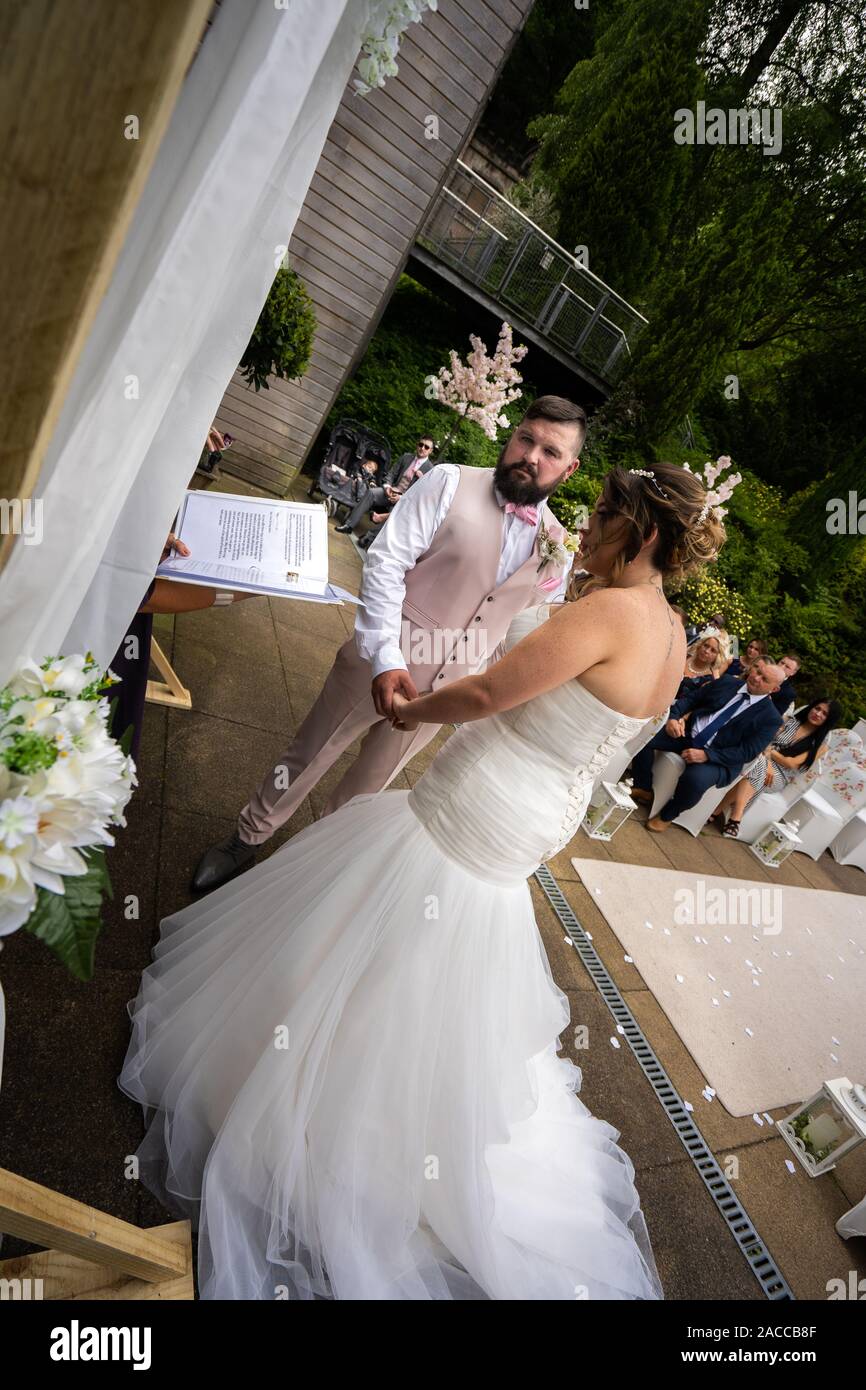 An outdoor English traditional wedding at Rudyard lake sailing club ...