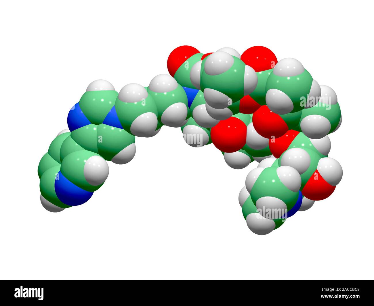 Telithromycin antibiotic molecule. Computer model of a molecule of the ...
