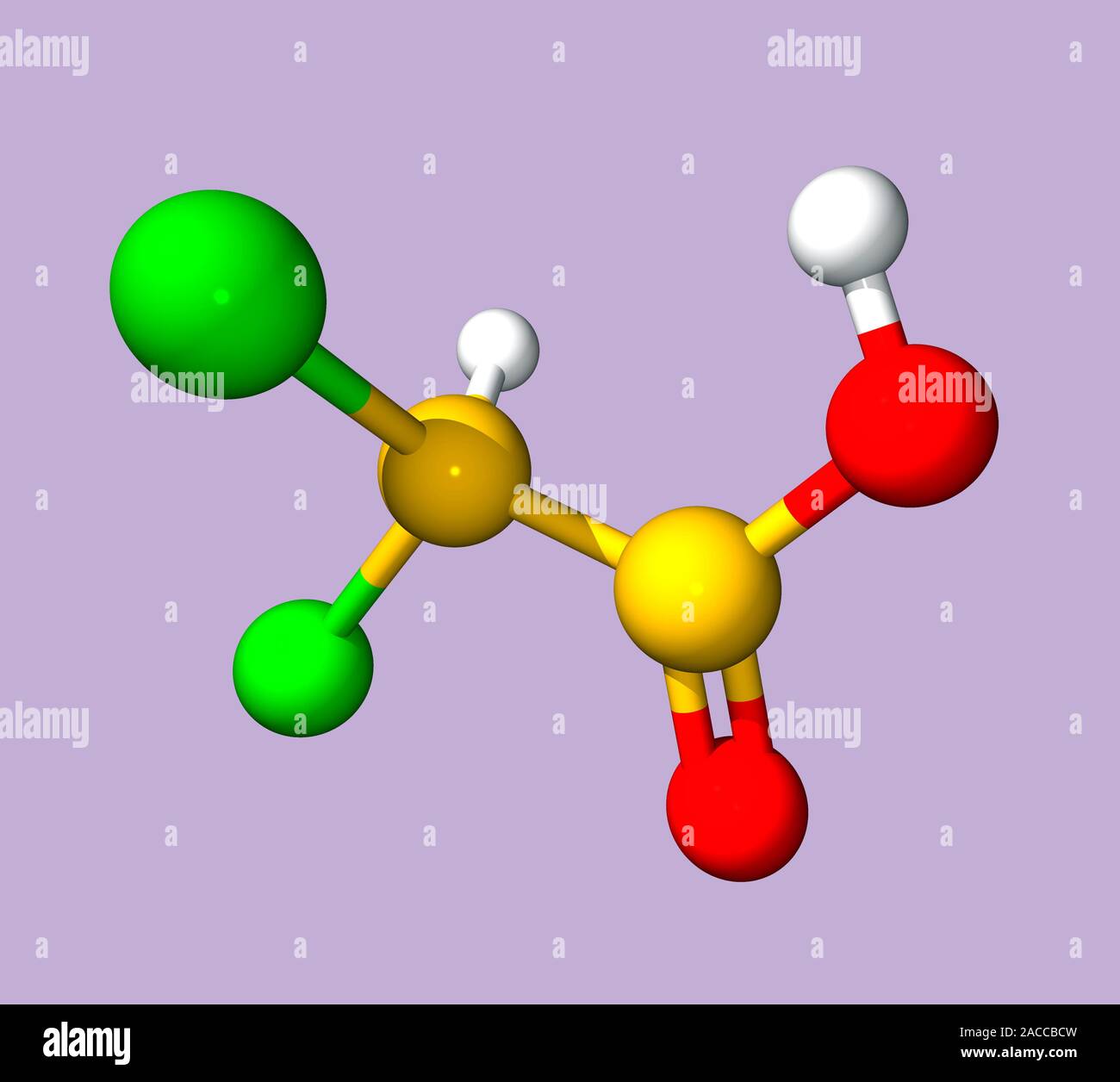 Dichloroacetic acid (DCA) drug molecule. Computer model of ...