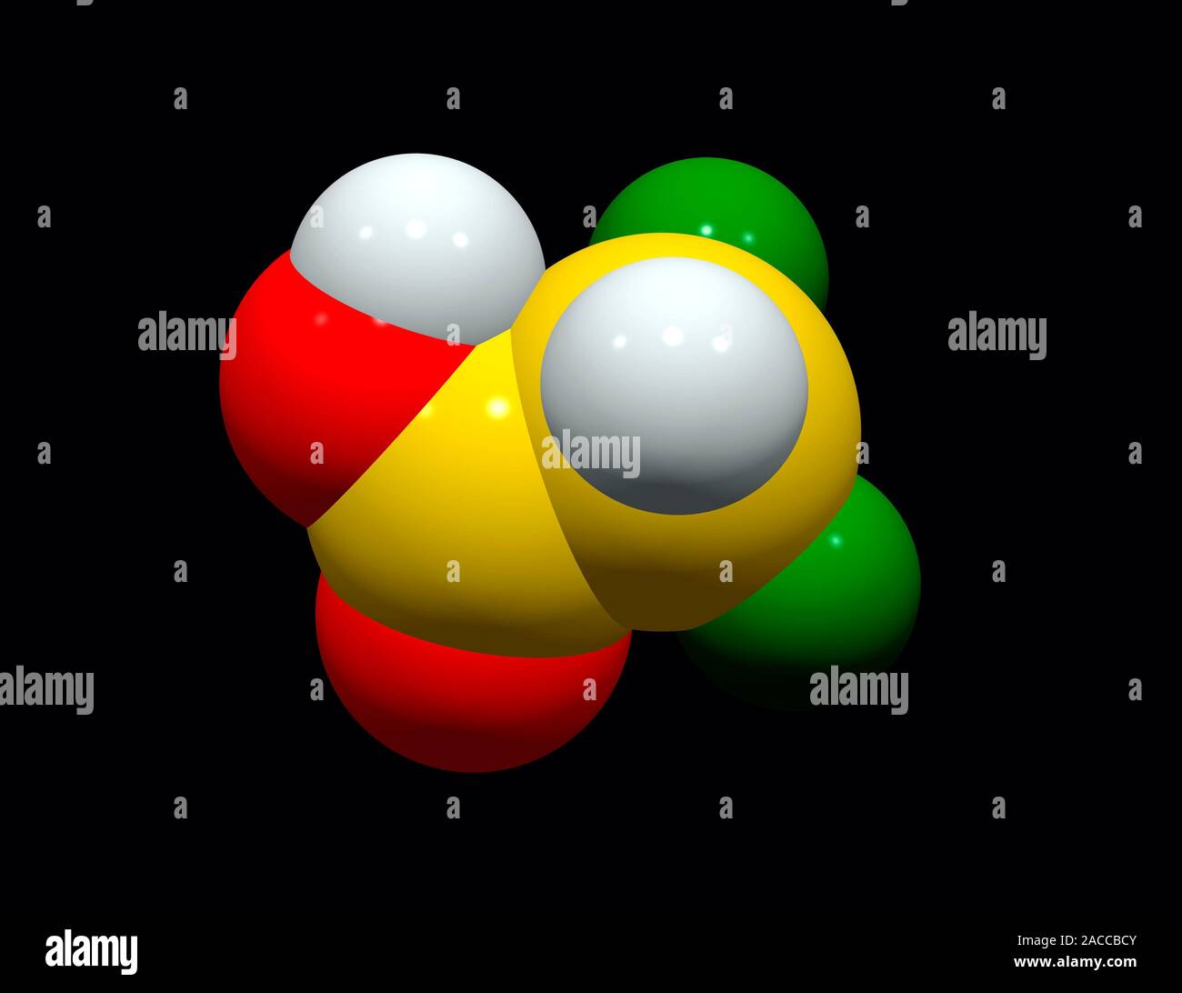 Dichloroacetic acid (DCA) drug molecule. Computer model of ...