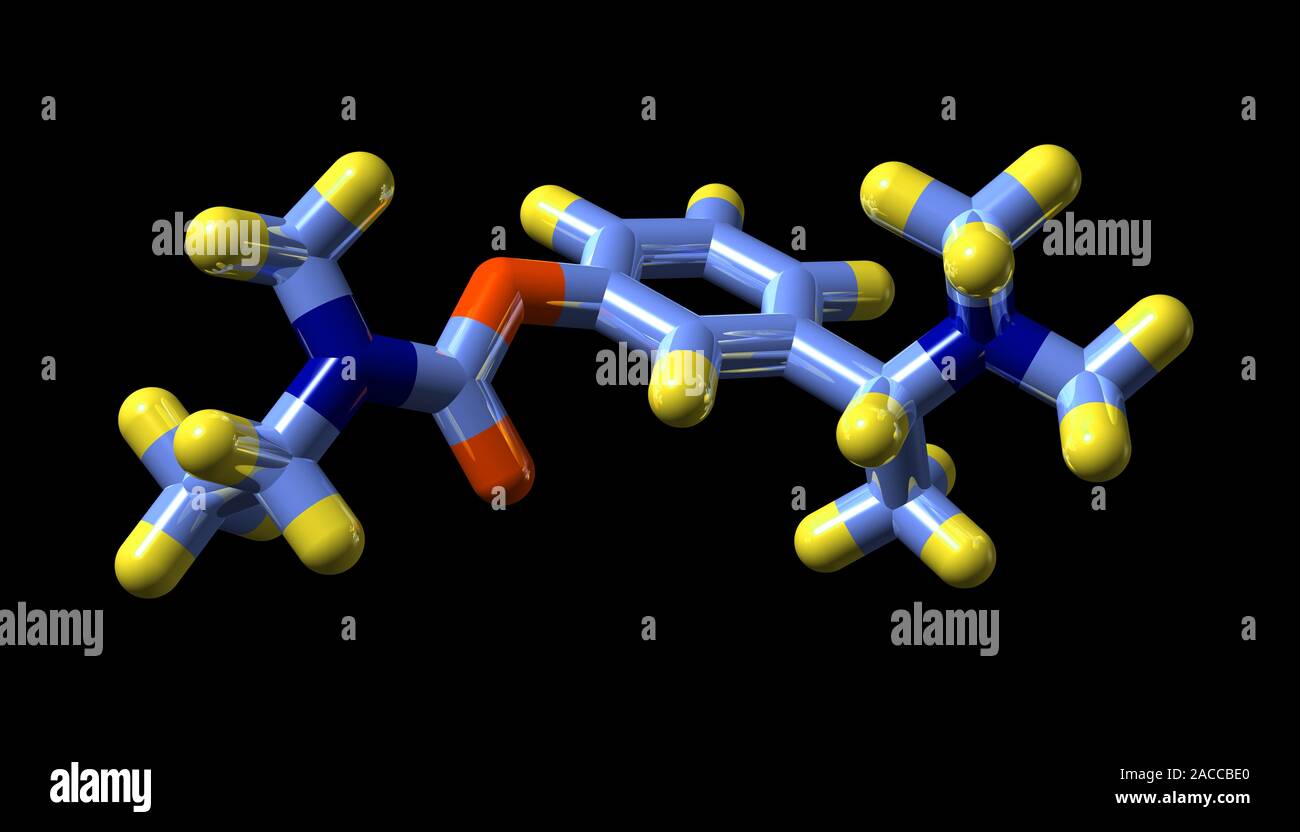 Rivastigmine Alzheimer's drug. Molecular model of the Alzheimer's drug ...