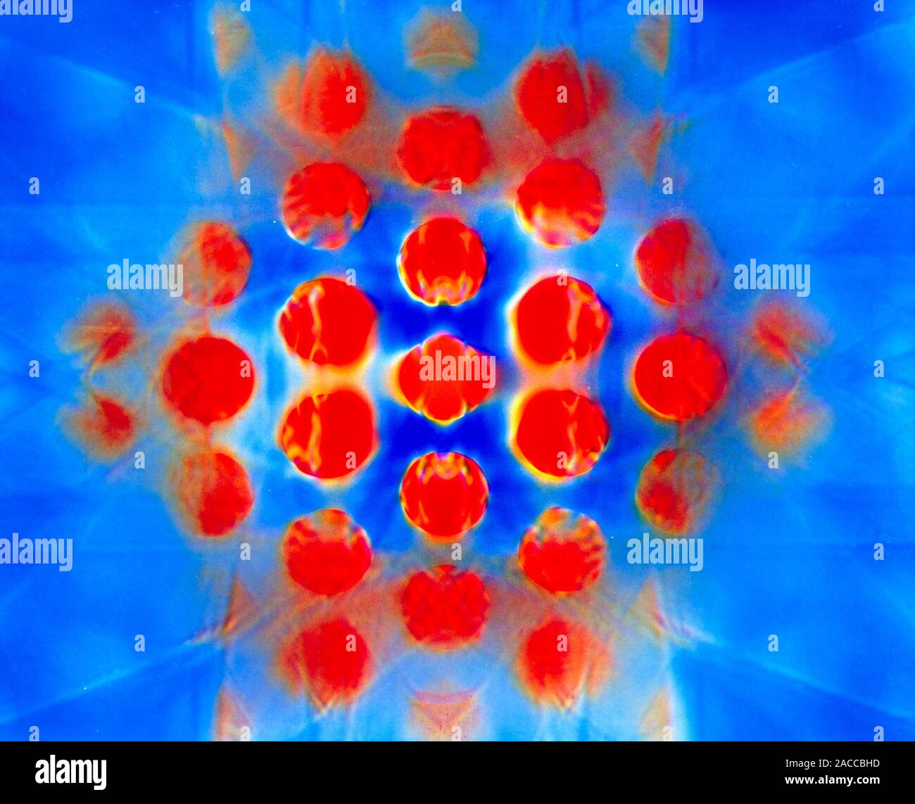 False-colour electron diffraction pattern of pure titanium, made from a ...