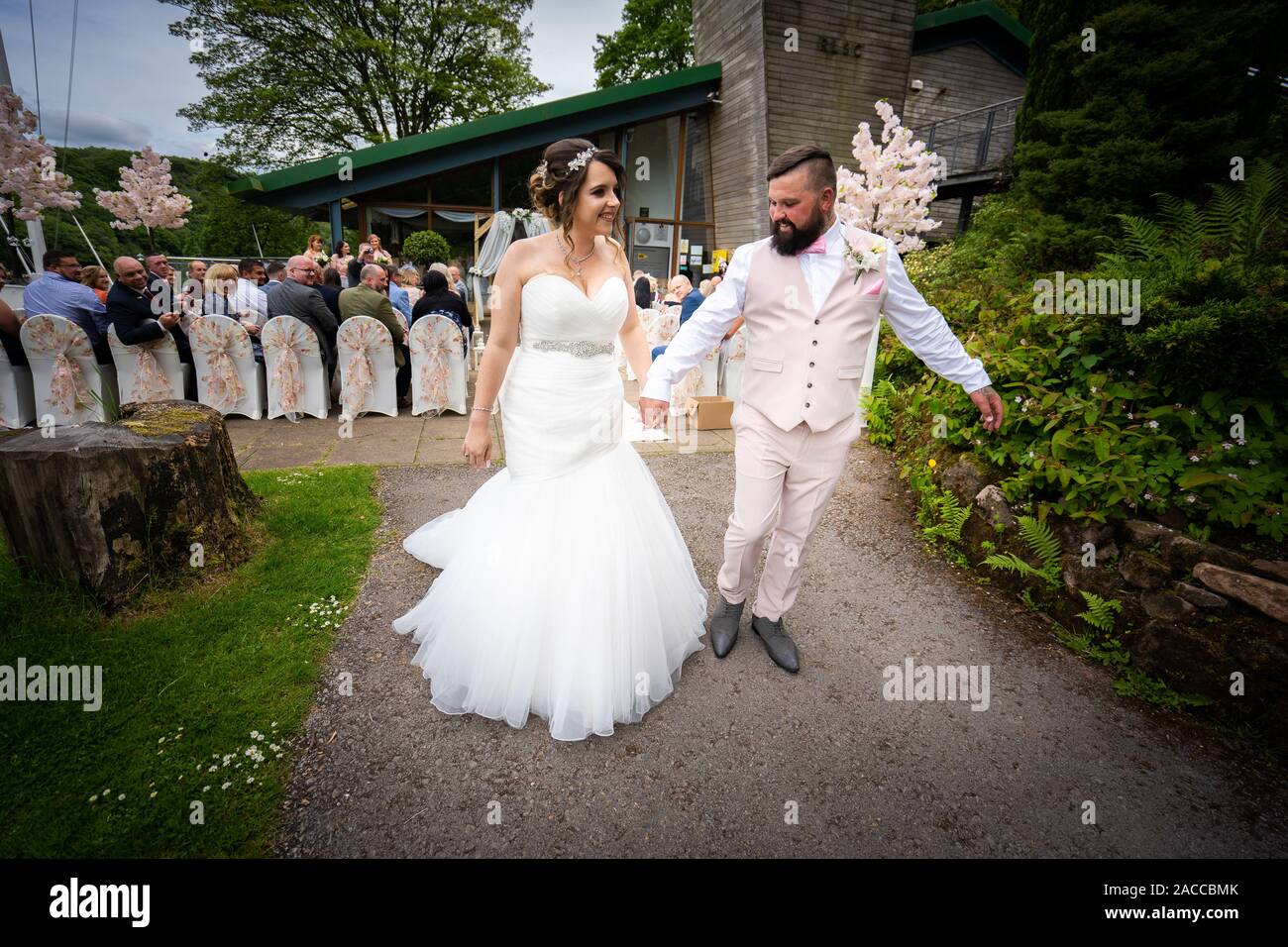 An outdoor English traditional wedding at Rudyard lake sailing club ...