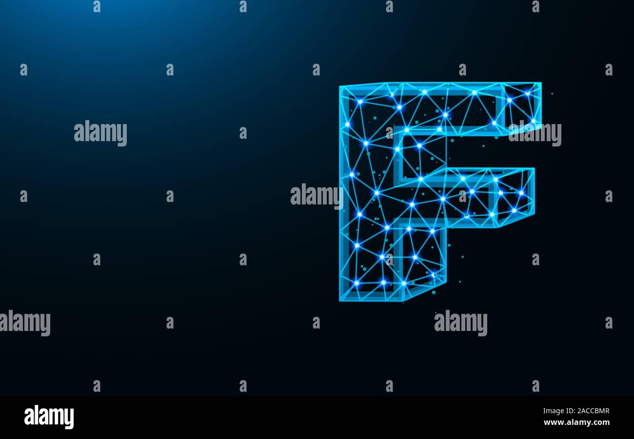 Letter F low poly design, alphabet abstract geometric image, font ...