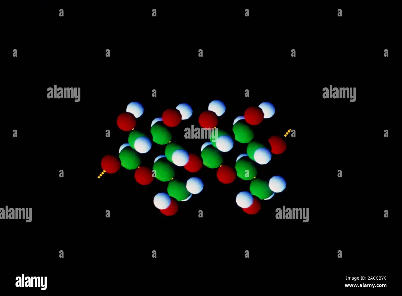 Computer graphics representation of part of the long-chain molecule of ...