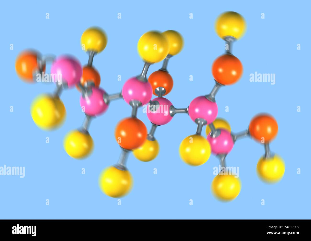 Glucose, molecular model. Atoms are represented as spheres and are ...