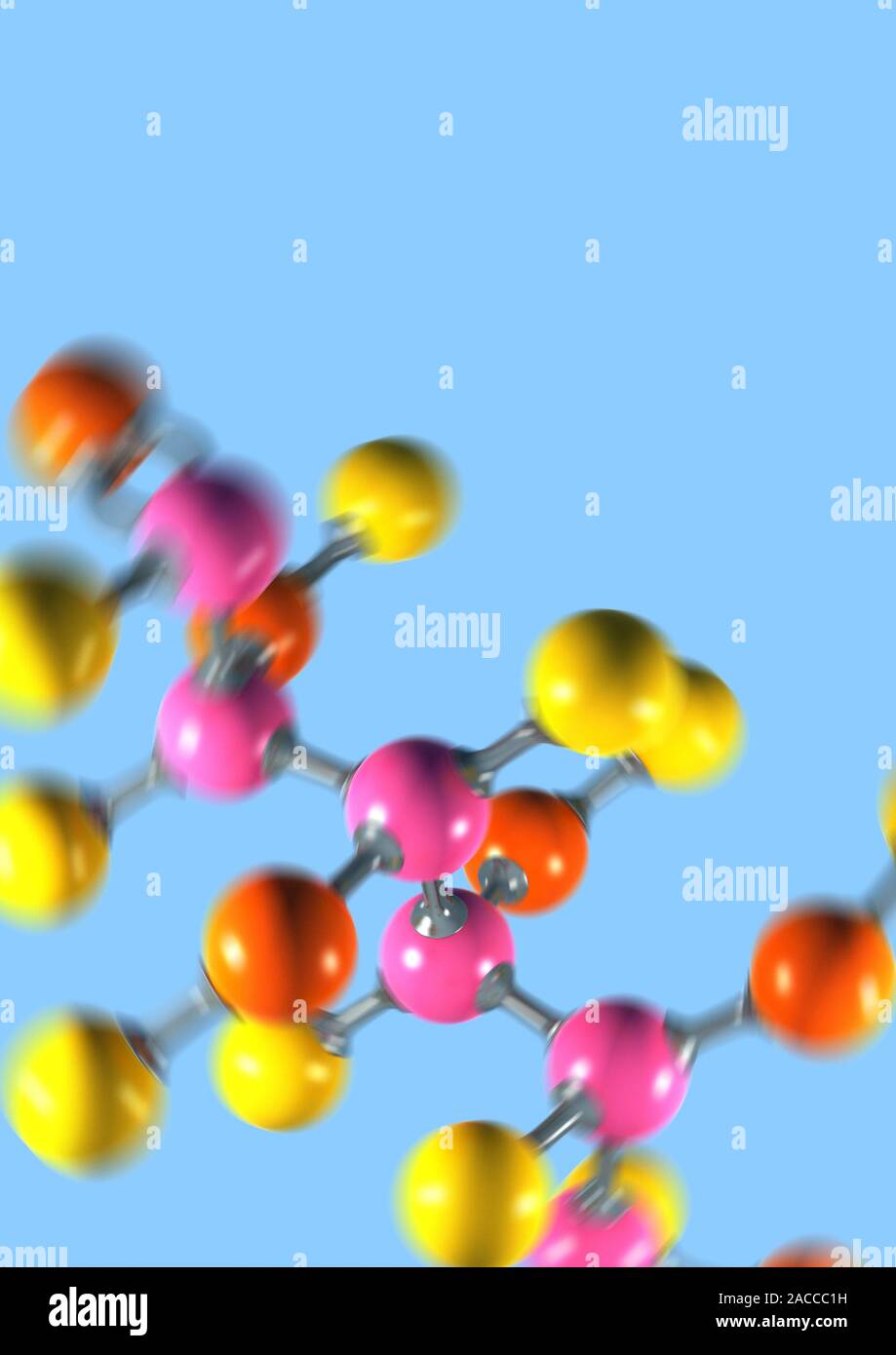 Glucose, molecular model. Atoms are represented as spheres and are ...