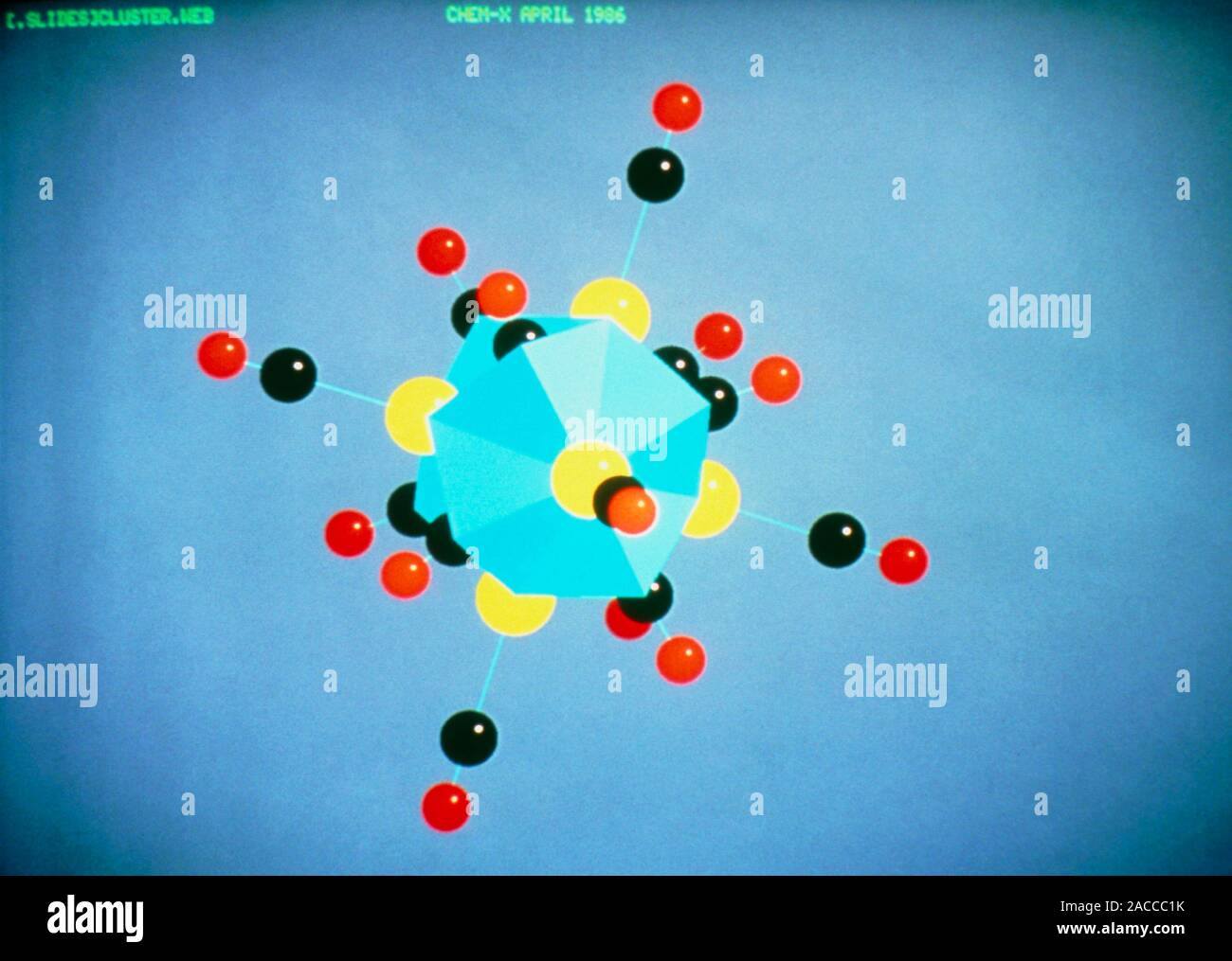 Computer graphics image of an organometallic gold cluster compound ...