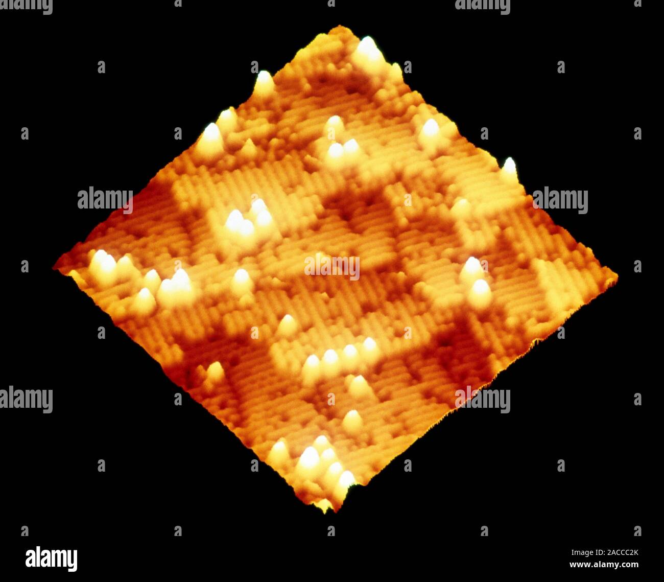 Fullerene molecules. Scanning tunnelling microscope (STM) image of ...