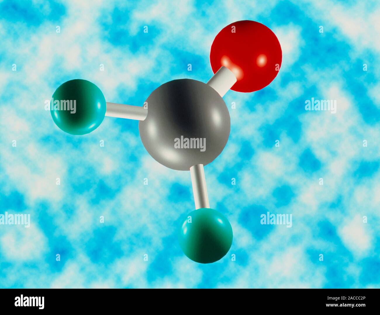Formaldehyde. Computer graphic representation of a molecule of ...