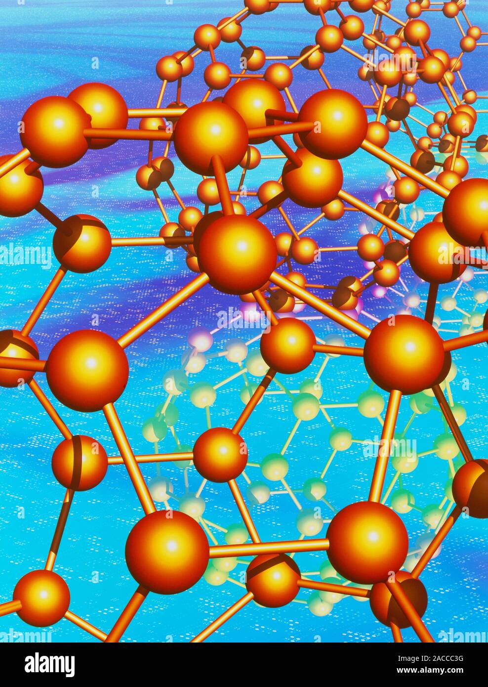 Buckyballs. Computer artwork of C60 buckyball (Buckminsterfullerene ...