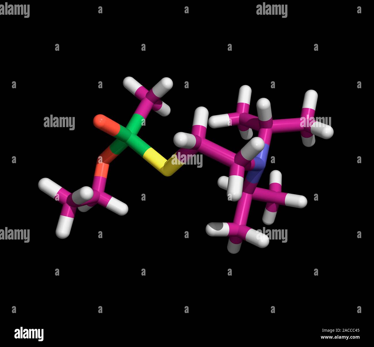 VX nerve gas. Molecular model of the nerve gas VX, or ethyl S-[2 ...