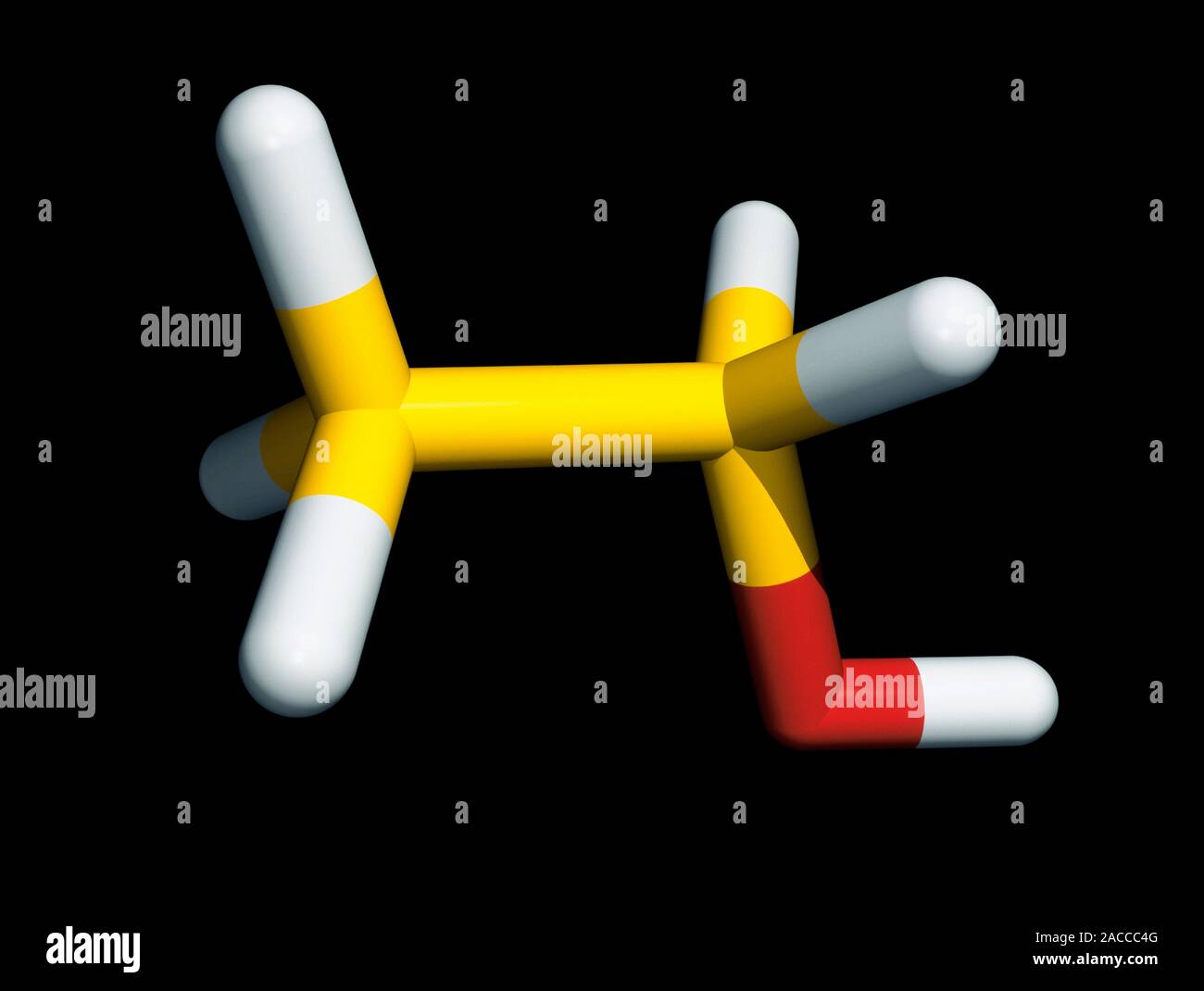 Ethanol. Computer illustration of a molecule of ethanol, or alcohol ...