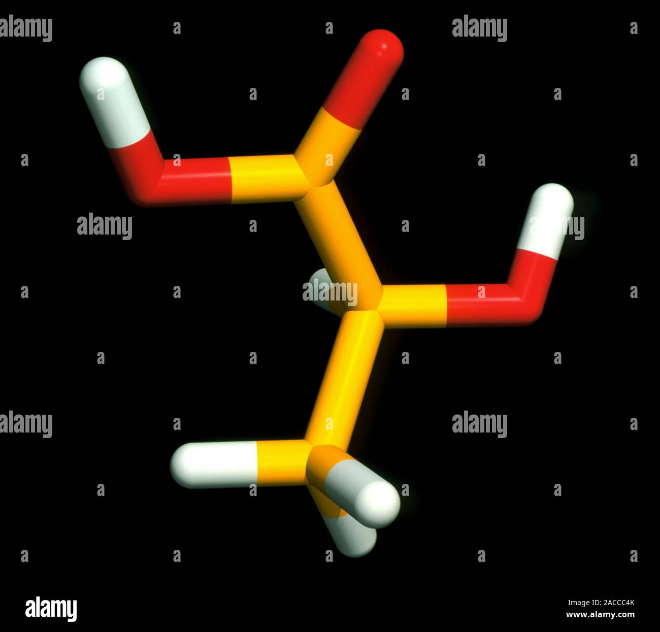 (S)-lactic acid. Computer illustration of a mole- cule of (S)-lactic ...