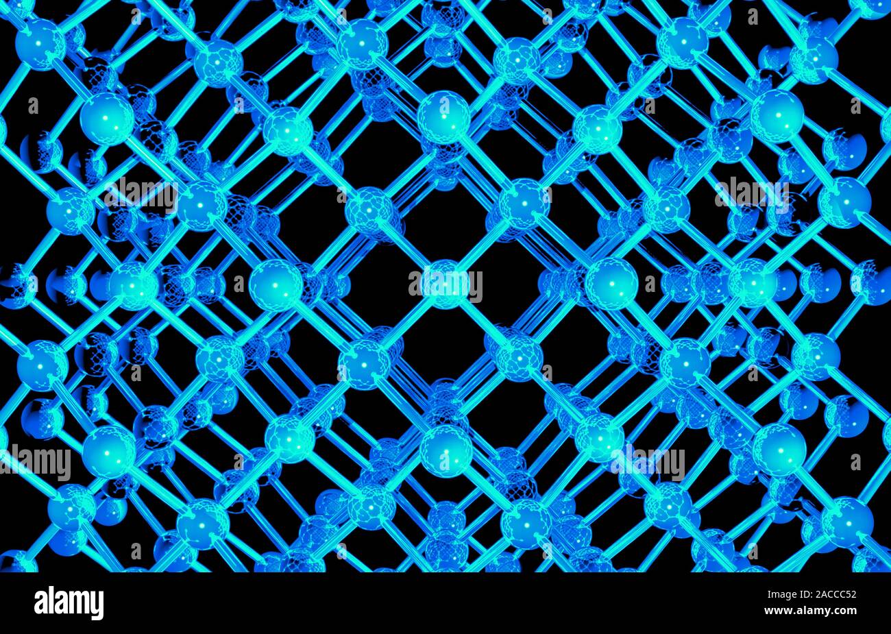 Diamond. Computer artwork representing the molecular structure of ...