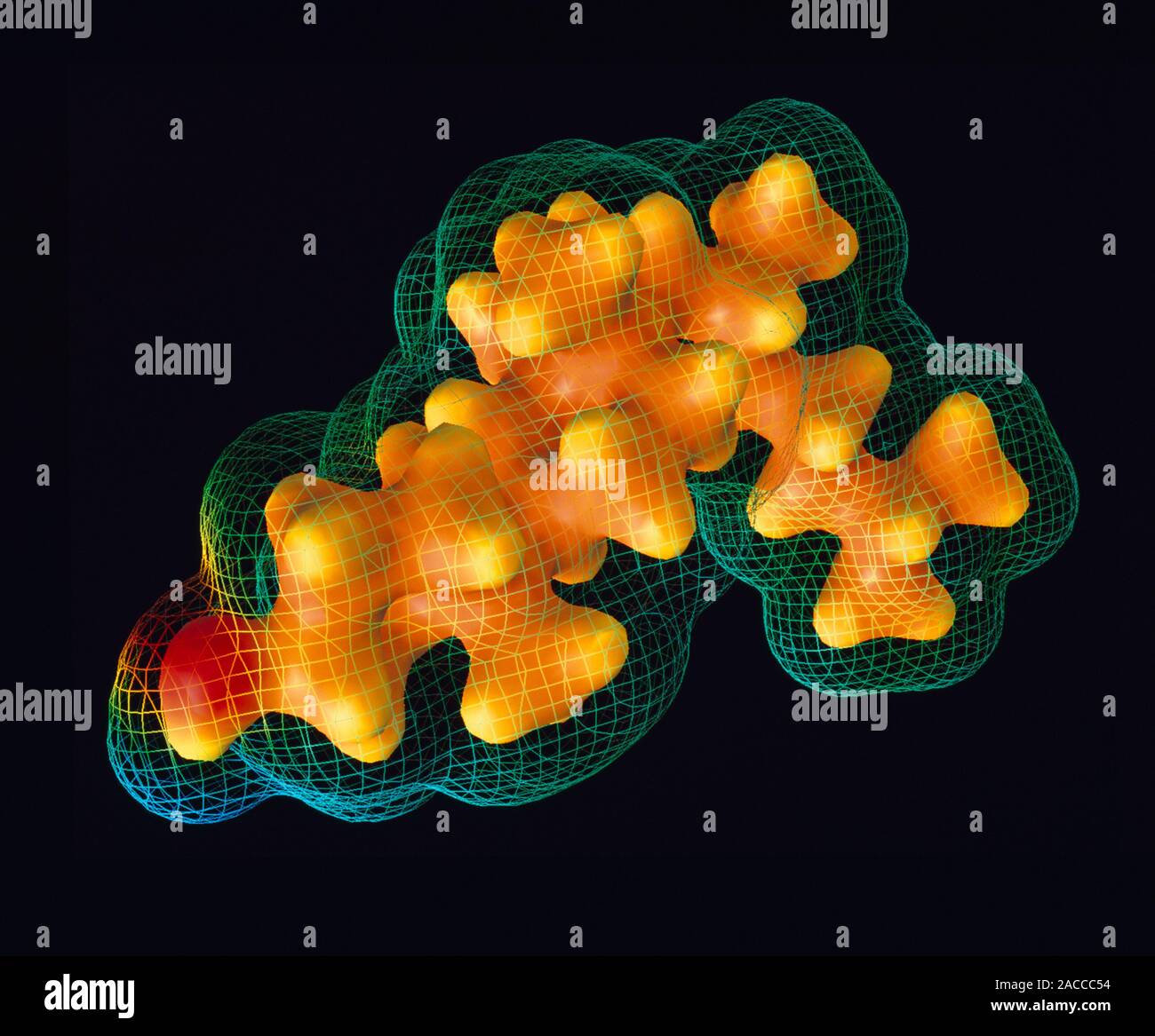 Cholesterol Surface Maps Wire Frame And Colour Coded Of The