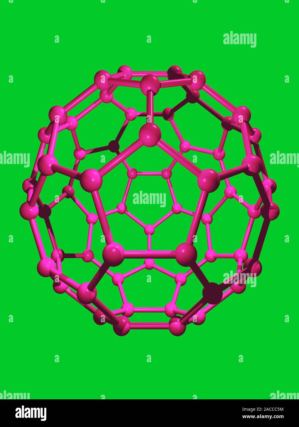 Buckminsterfullerene molecule. Computer graphic of buckminsterfullerene ...