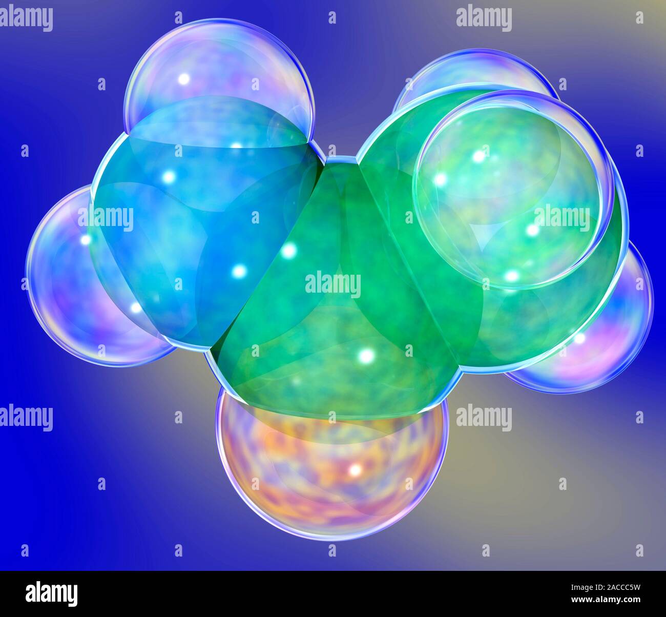 Ethanamide. Computer model of a molecule of ethanamide (C2.H5.N.O). The ...
