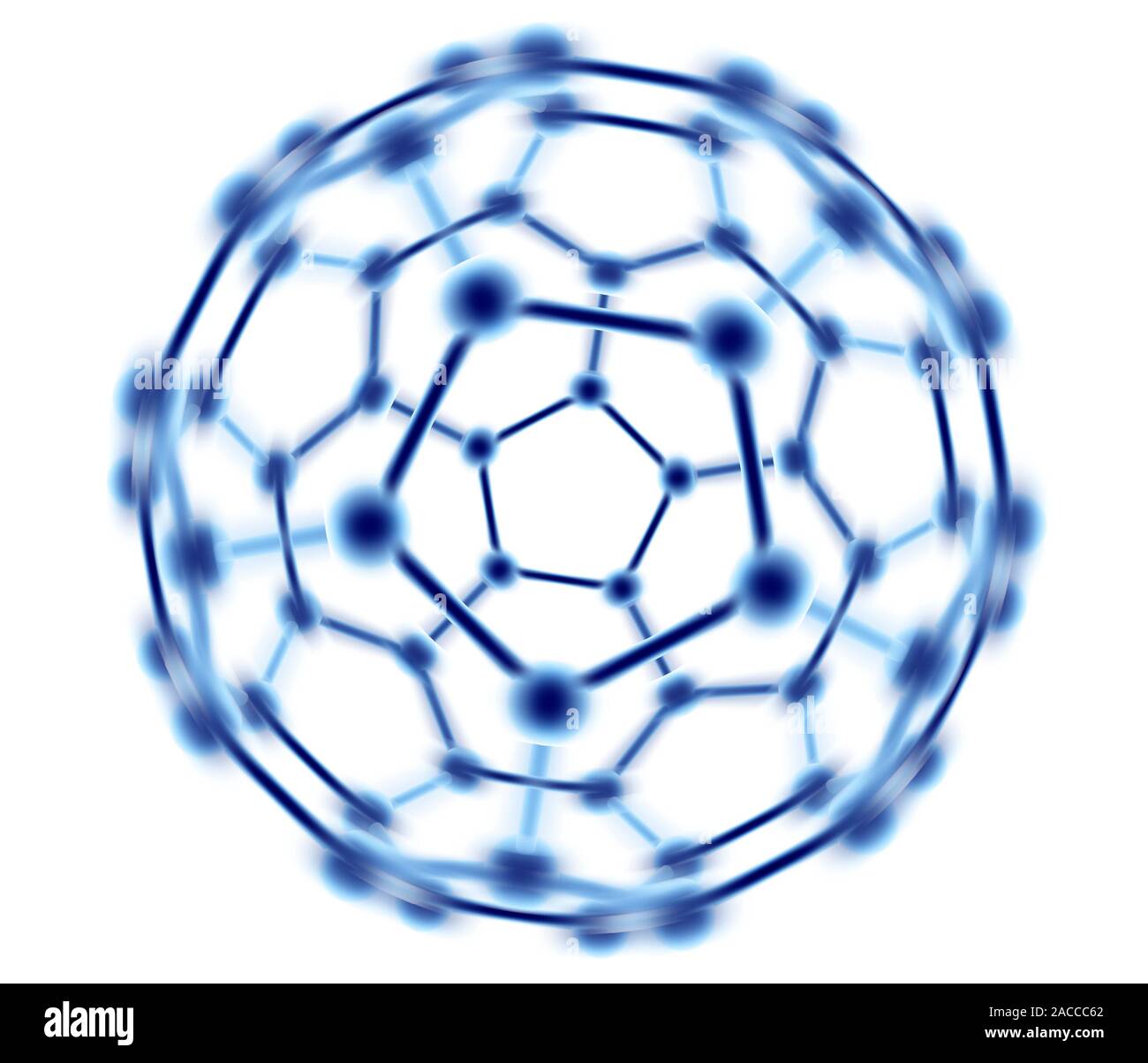 Buckminsterfullerene. Computer graphic of a molecule of ...