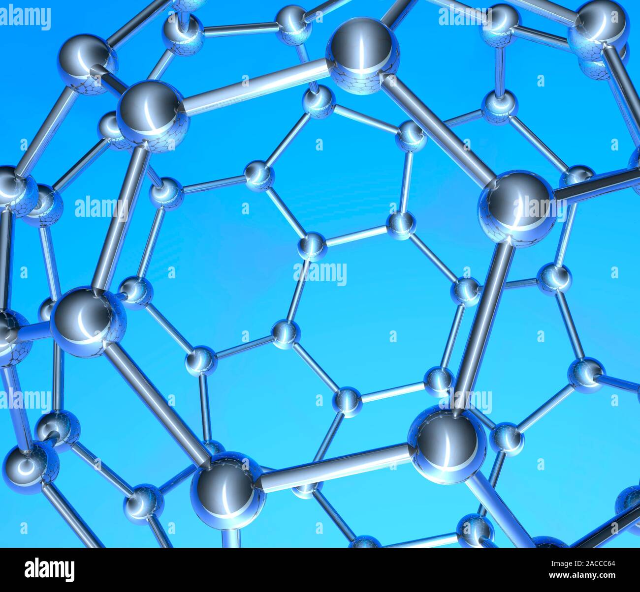 Buckminsterfullerene Computer Graphic Showing A Detail Of A Molecule
