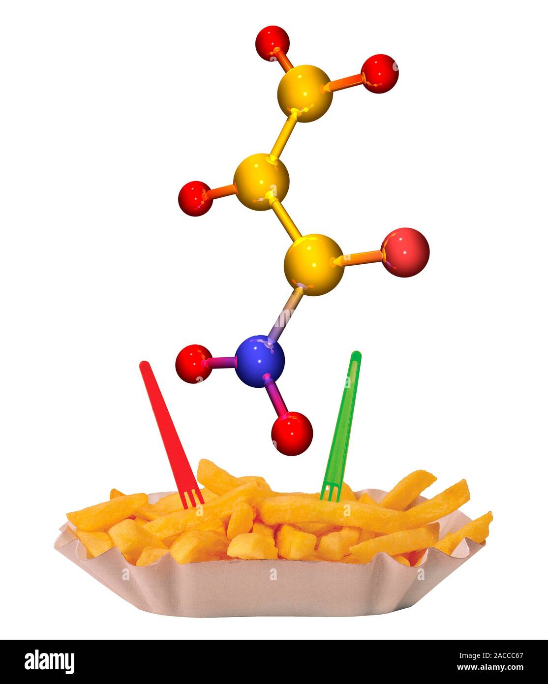 Acrylamide. Computer model of a molecule of acrylamide (C3.H5.N.O ...