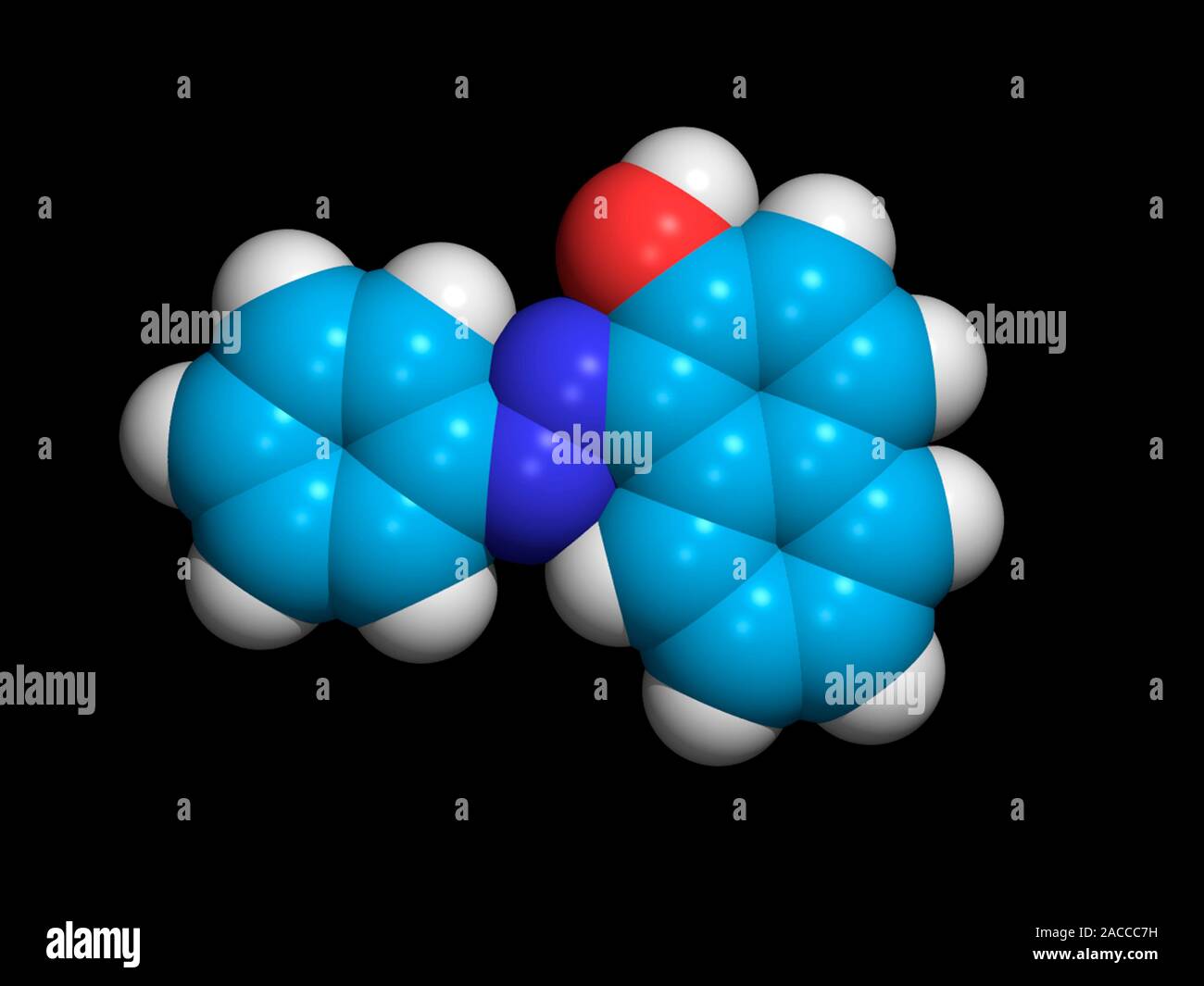 Sudan 1. Computer model of a molecule of the dye Sudan 1. It has the ...