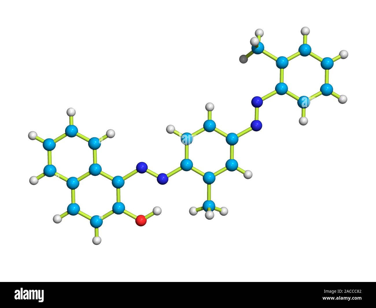 Sudan 4 molecule. Computer model of a molecule of the dye Sudan 4. The ...