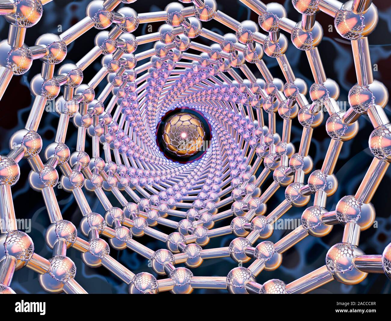 Nanotube Technology Computer Artwork Of A Spherical Fullerene