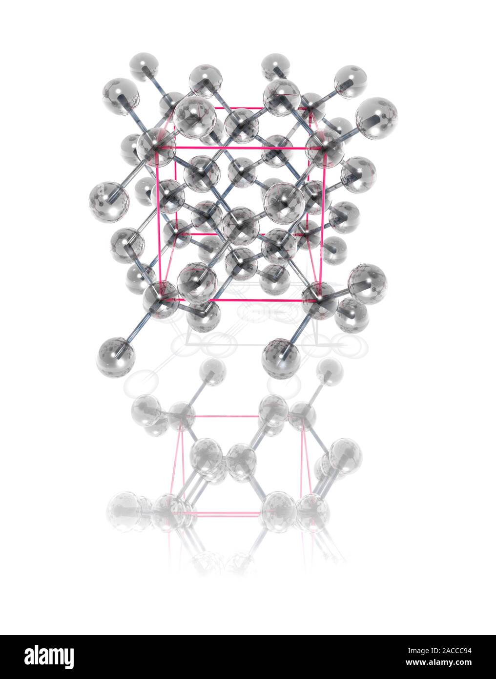 Diamond. Computer artwork showing the molecular structure of diamond, a ...