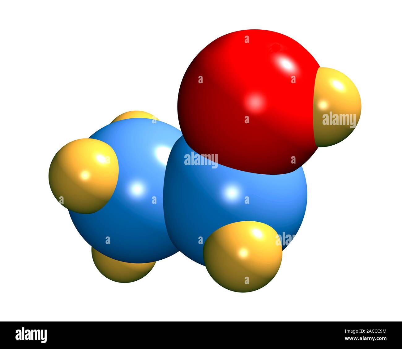 Ethanol. Computer model of a molecule of ethanol. Ethanol is one of the ...